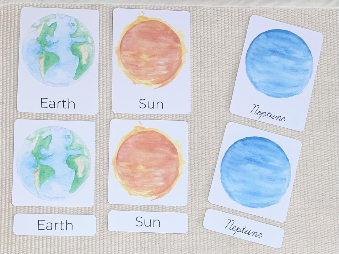 Solar System Planets, 3 Part Cards, Watercolor Planets Montessori - Etsy