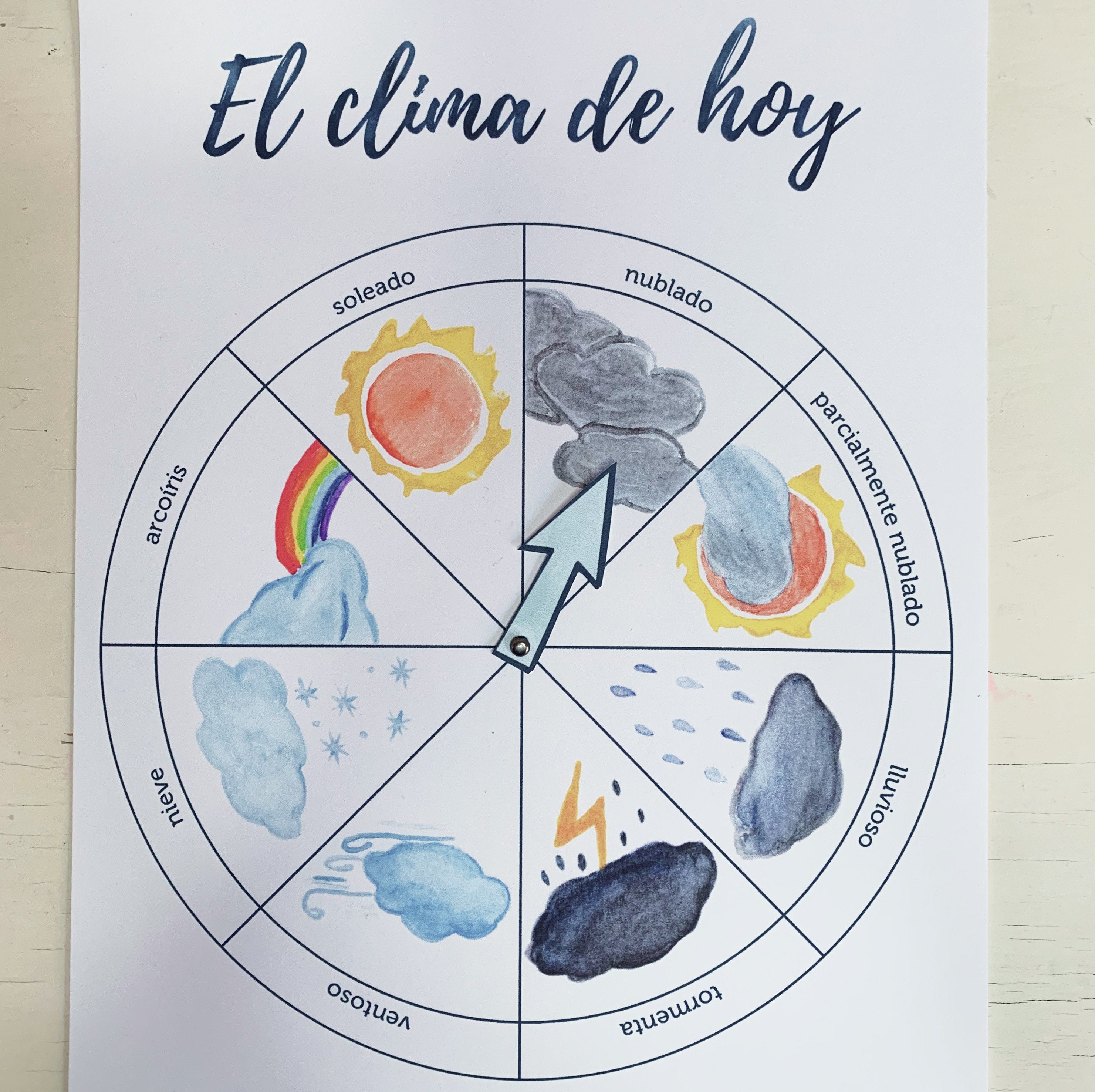 Spanish Weather Wheel, Preschool Kindergarten Activity, Homeschool ...