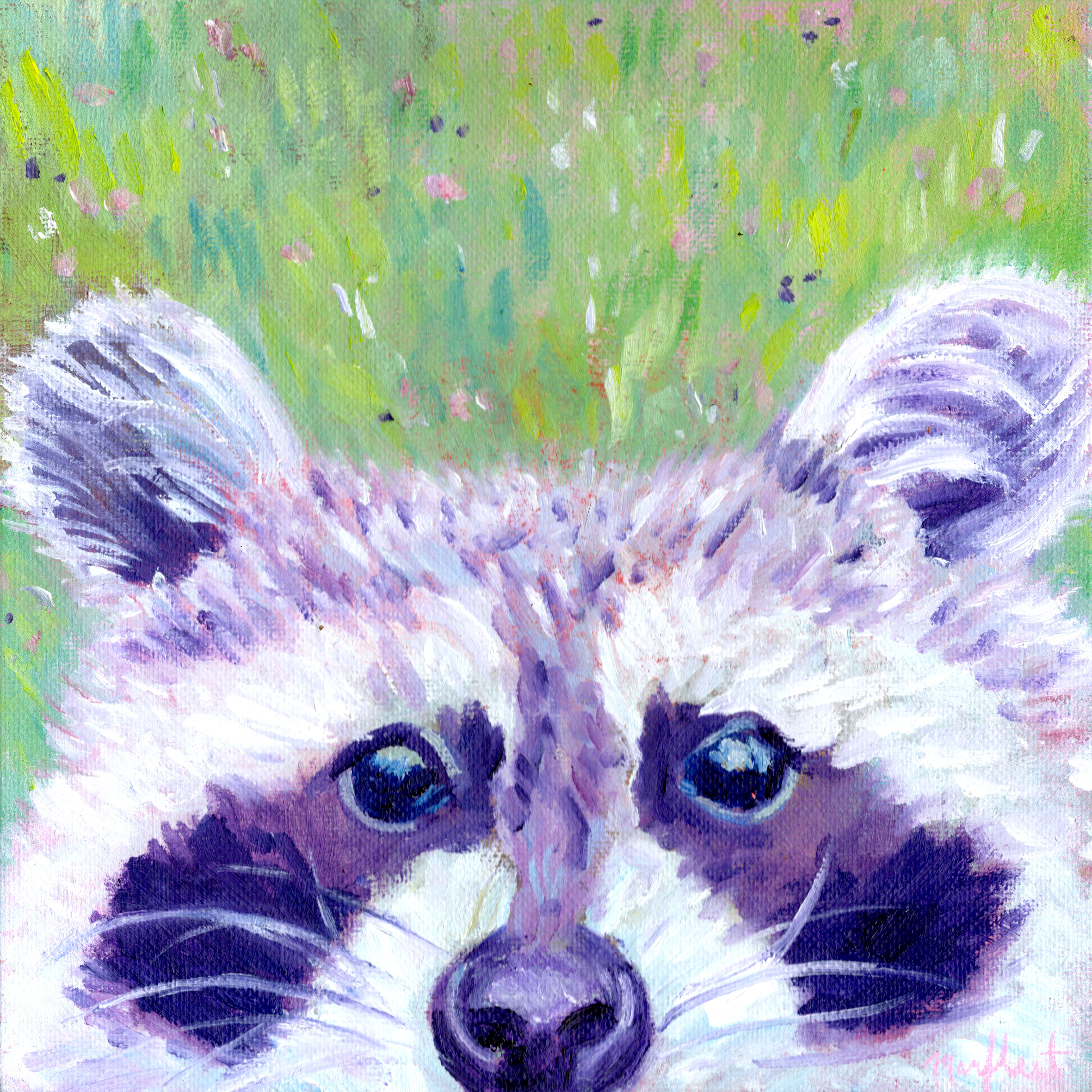 Cute Raccoon Original Painting. Oil Painting, Impressionism, Animal Art ...