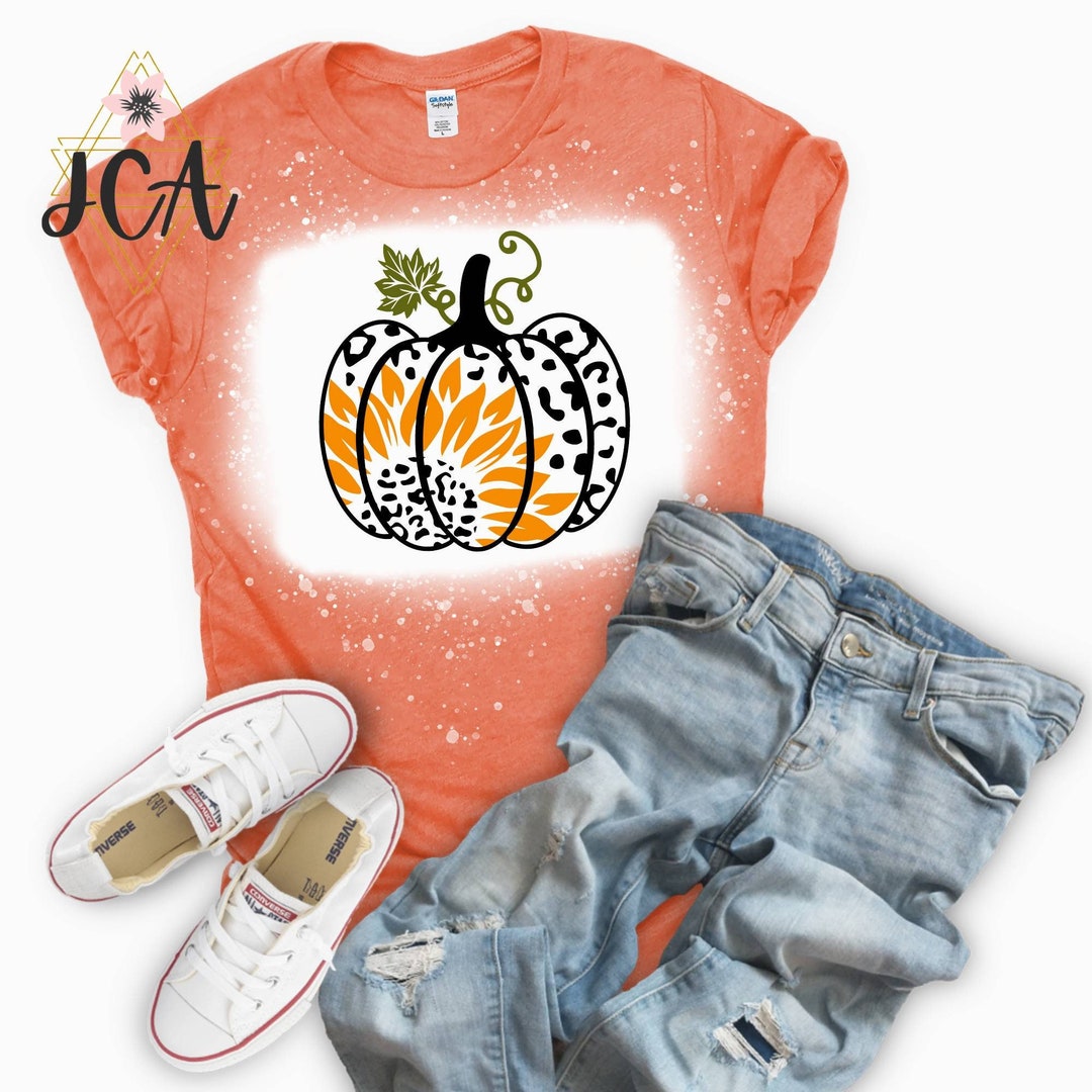 Women's Bleached Pumpkin Shirt, Women's Fall T-shirt, Pumpkin Shirt ...