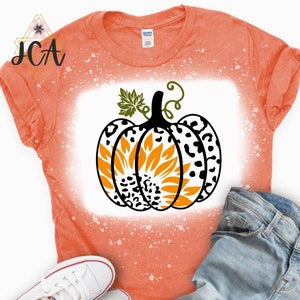 Women's Bleached Pumpkin Shirt, Women's Fall T-shirt, Pumpkin Shirt ...