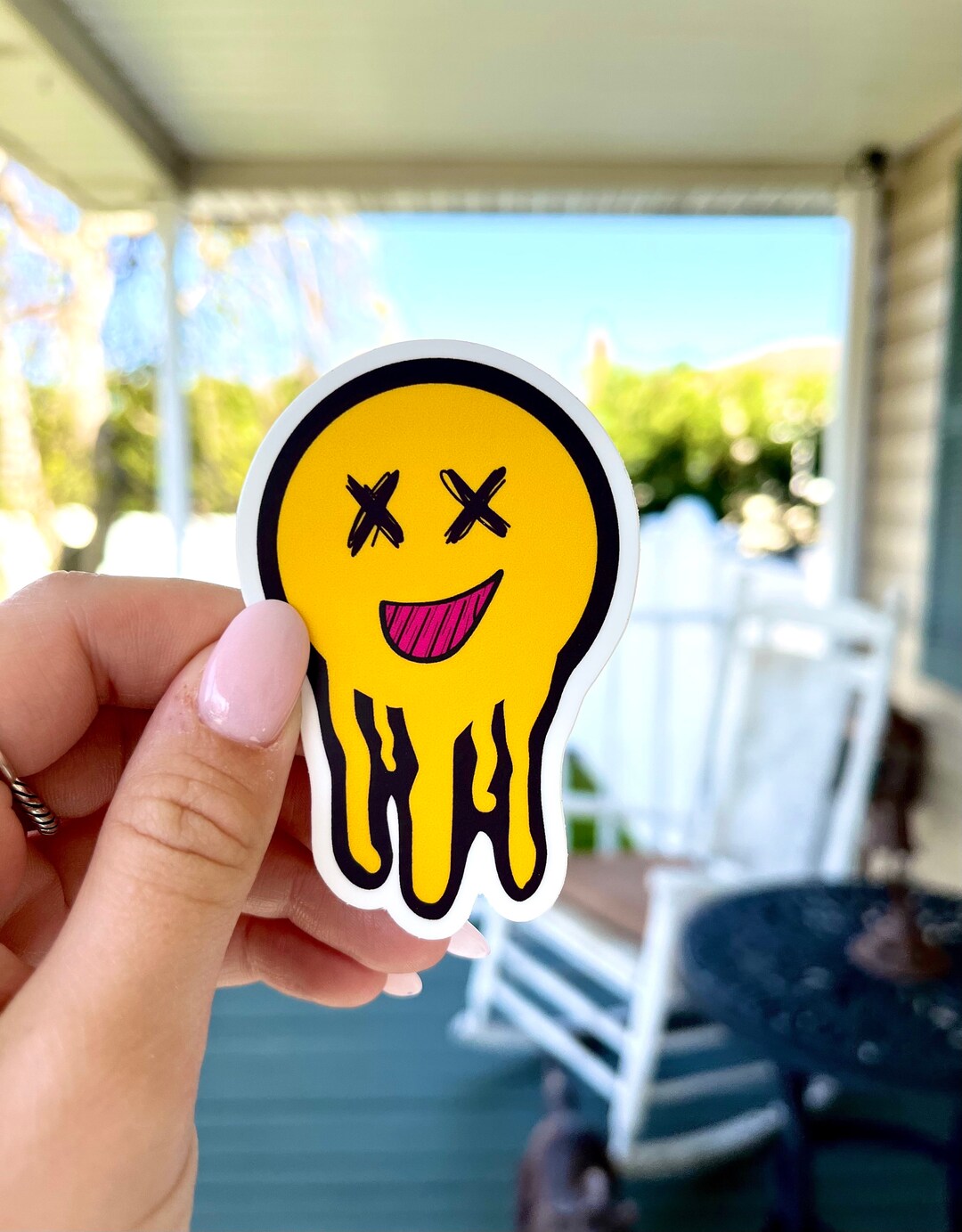 Melting Smiley Face Sticker - Etsy