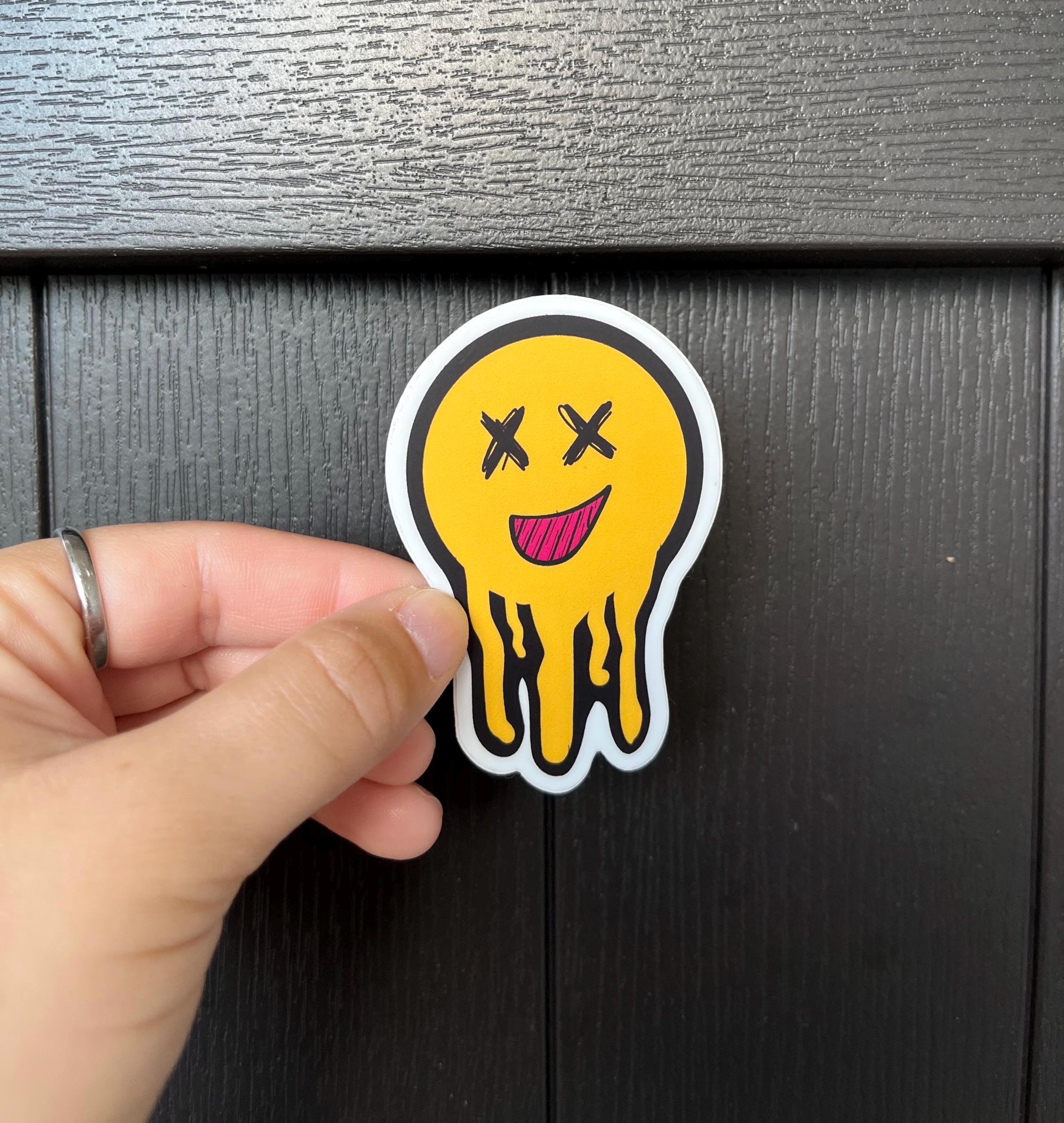 Melting Smiley Face Sticker - Etsy