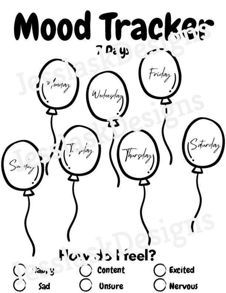 Daily Mood Tracker, Instant Download, Minimal Productivity Sheet, 7 Day ...