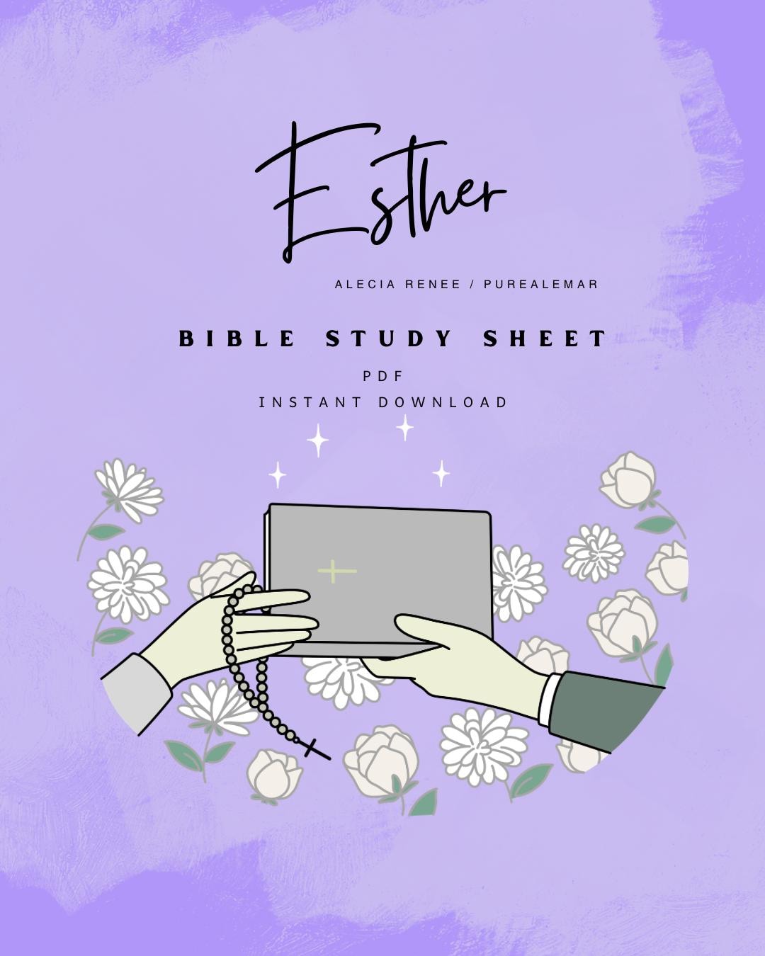 Esther Bible Study Worksheet | Printable Scripture Reflection Pages ...