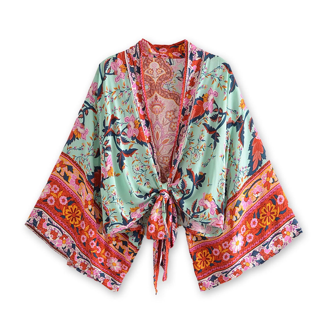 Boho Crop Shirt Aqua Blue Floral Print Boho Crop Boho Top - Etsy