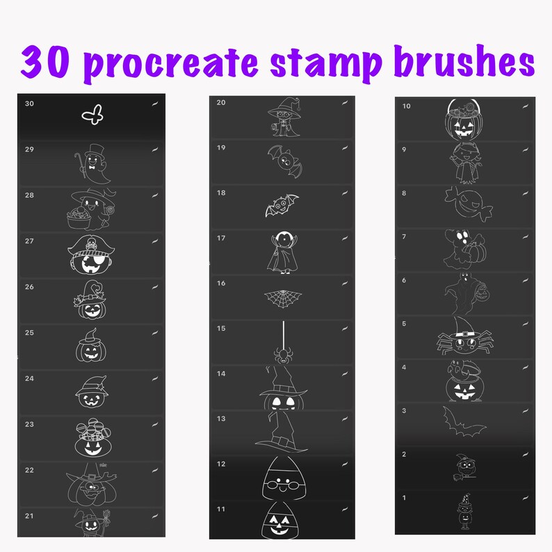 30 Halloween Procreate Stamp Brushes Set - Etsy