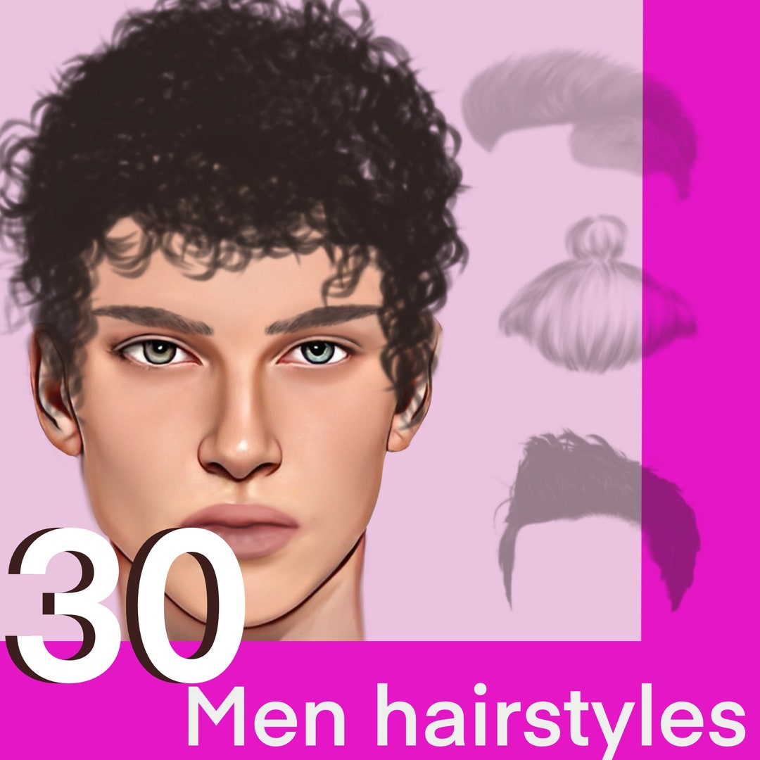 Procreate Men Hairstyles, Hair Stamp Brush, Proceeate Brushes, Men Hair ...