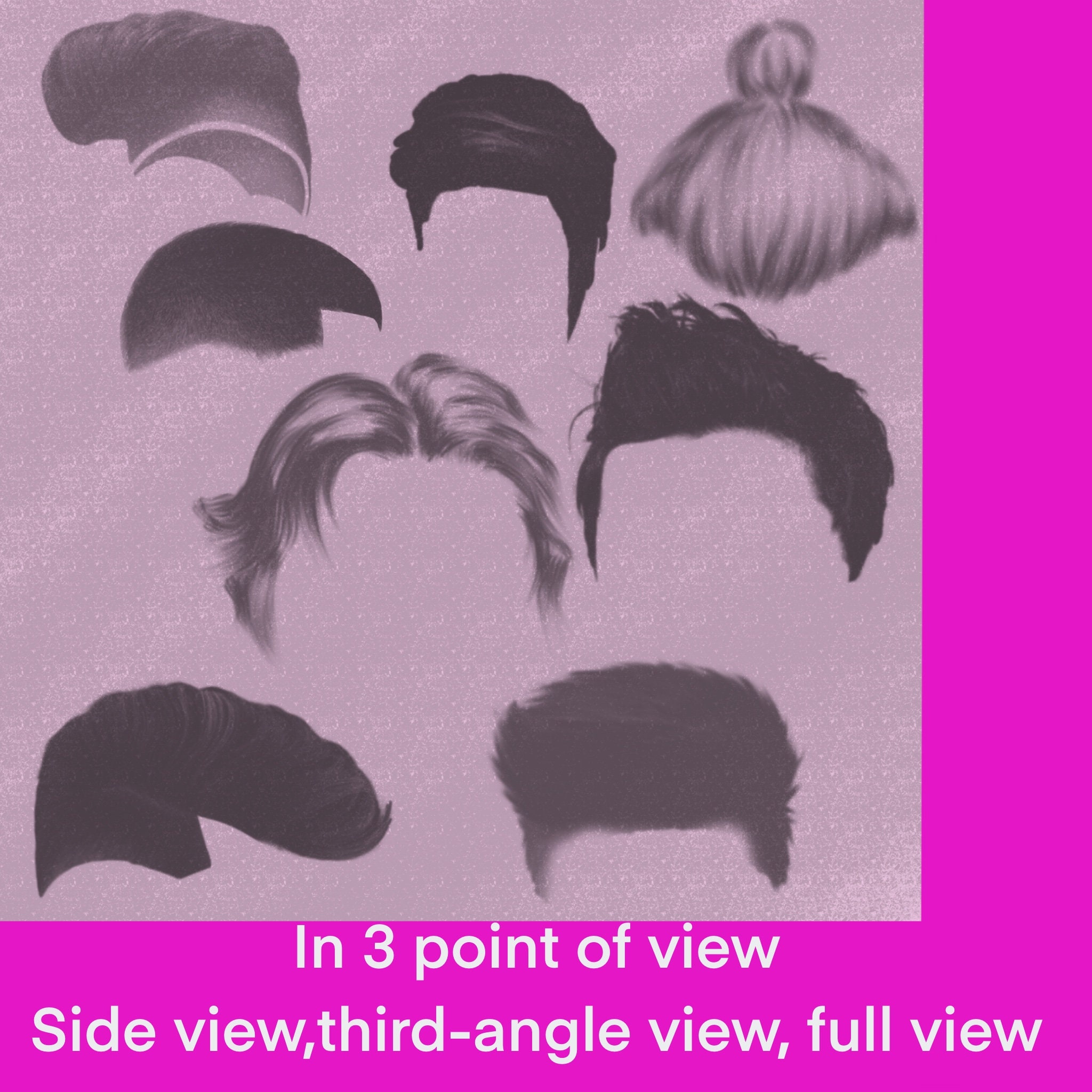 Procreate Men Hairstyles, Hair Stamp Brush, Proceeate Brushes, Men Hair ...