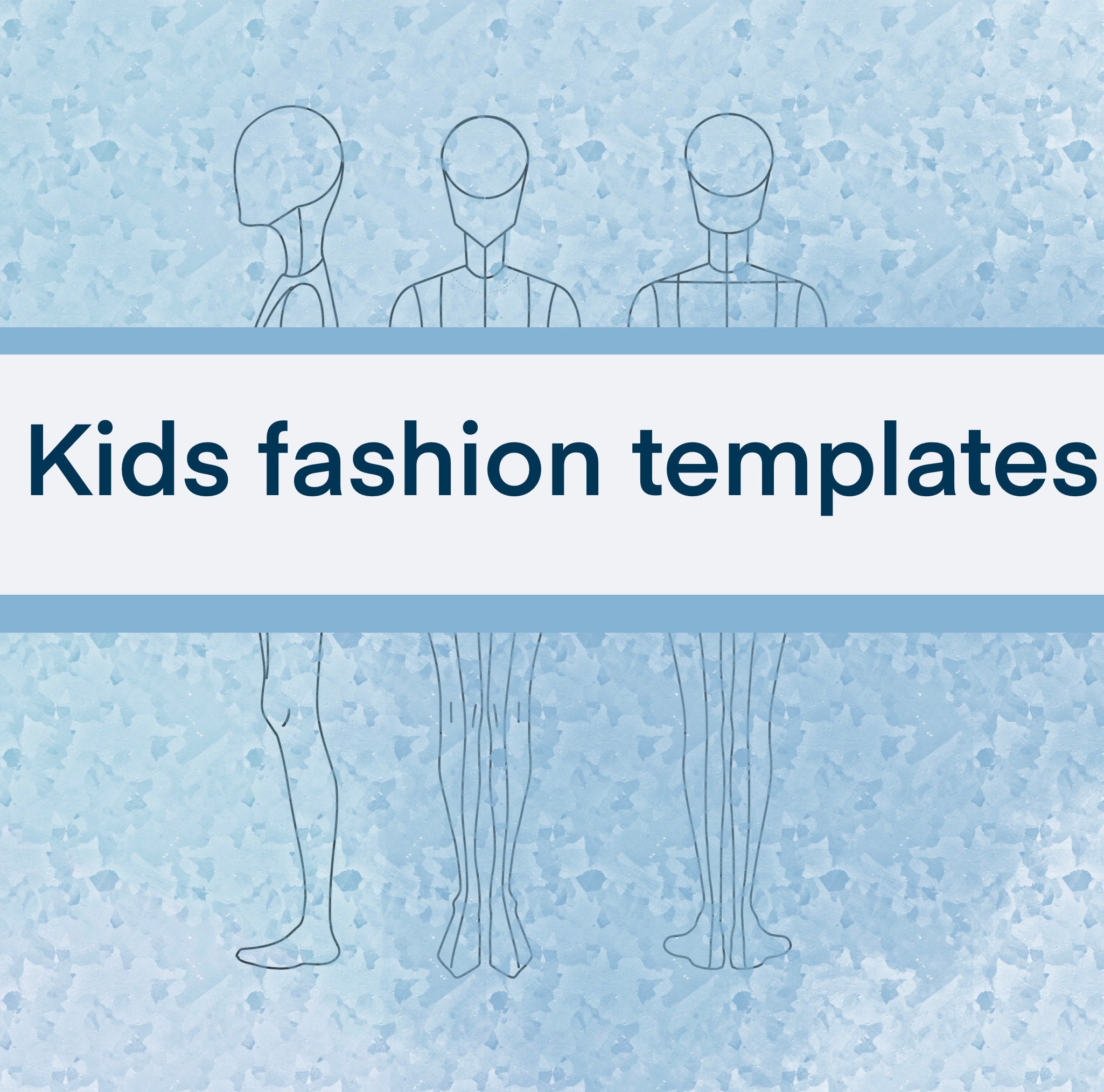 Kids Fashion Figure Templates, Technical Drawing Templates - Etsy
