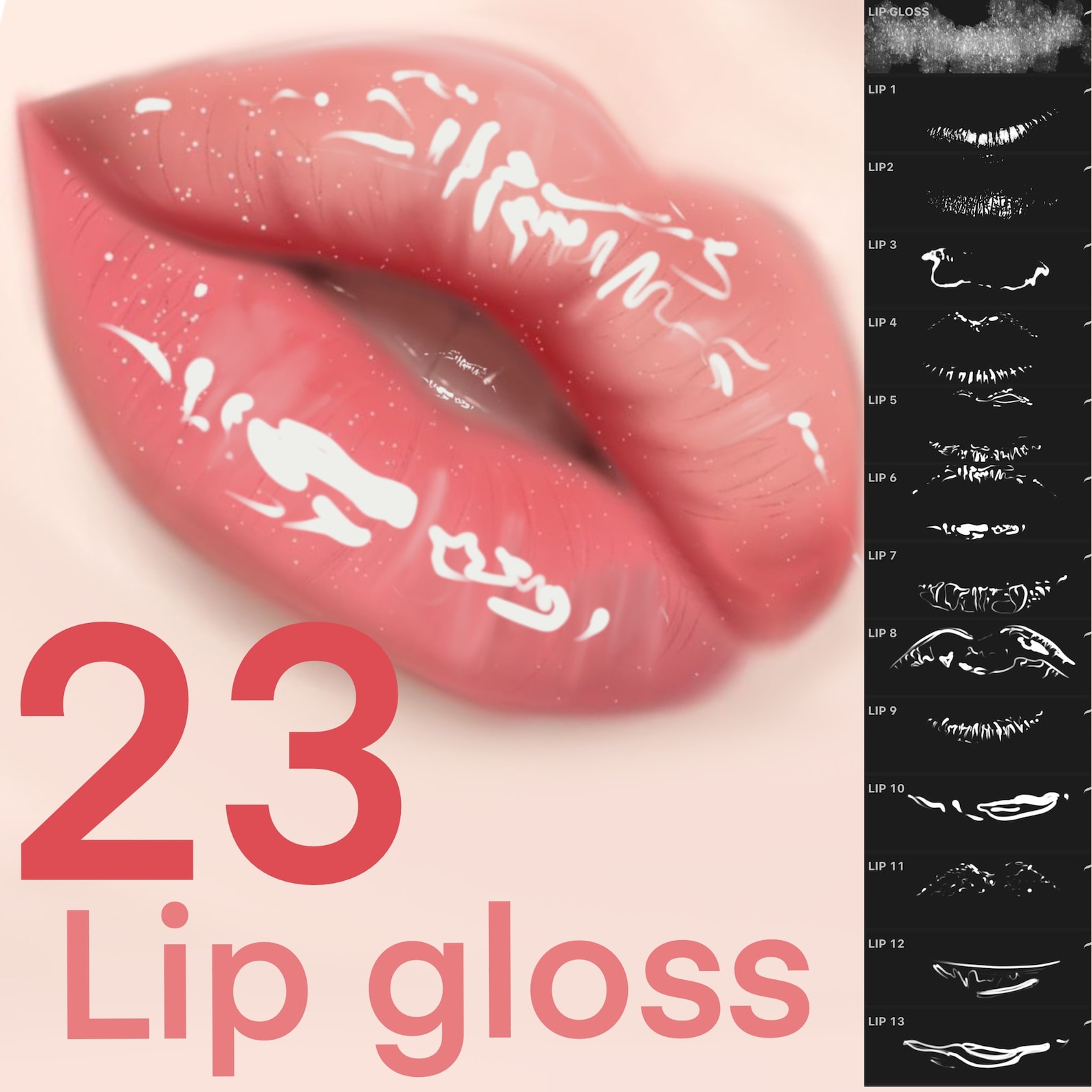 Lip Brushes for Procreate,stamp Brushes for Procreate,glossy Lips - Etsy