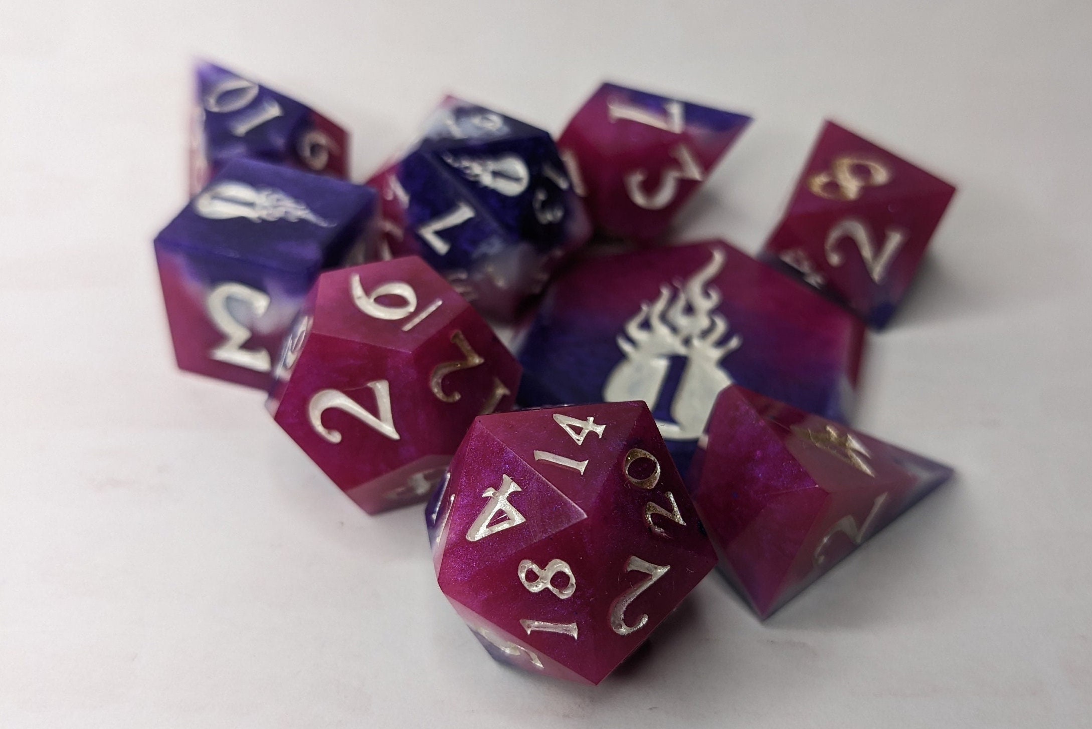 Clouds in the Ether - Handmade 9 Piece RPG Sharp Edge Dice Set - Etsy