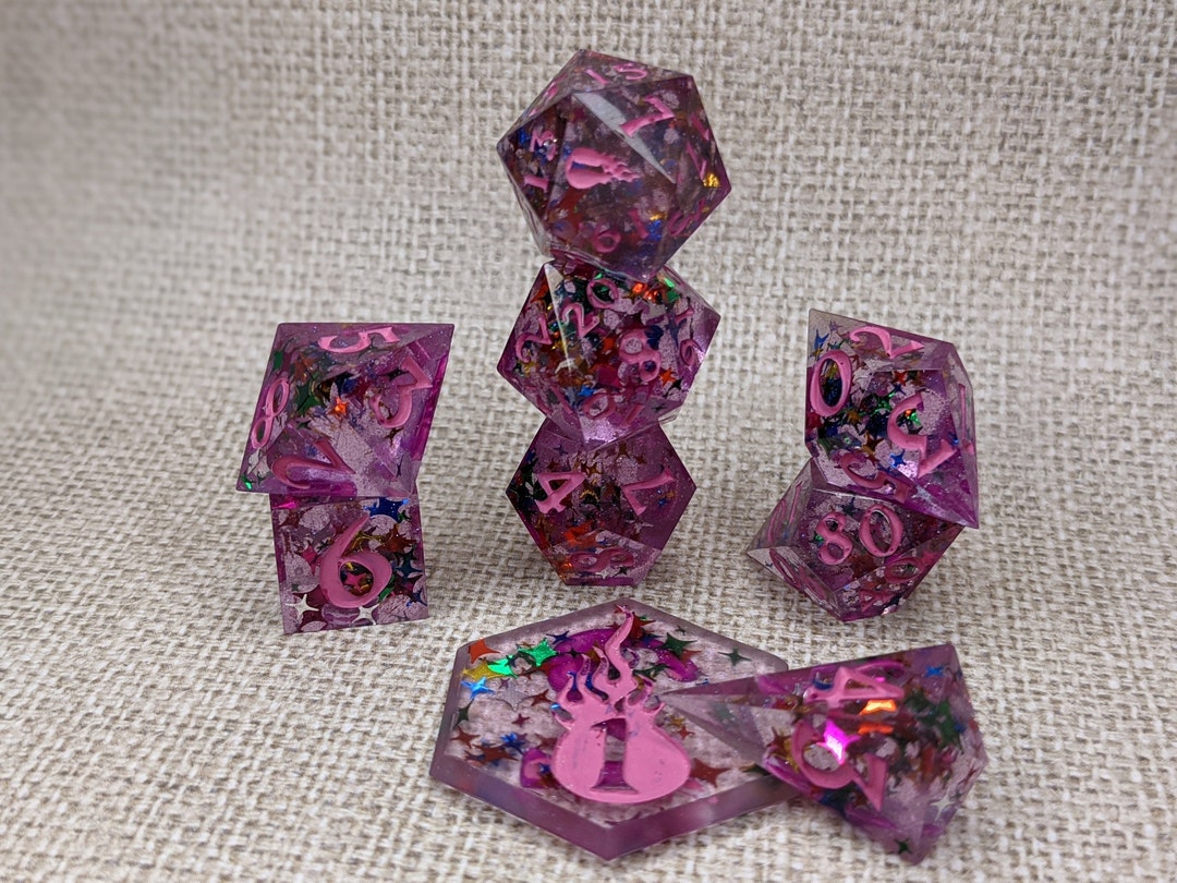 Pinkie Sky - Handmade 9 Piece RPG Sharp Edge Dice Set - Etsy