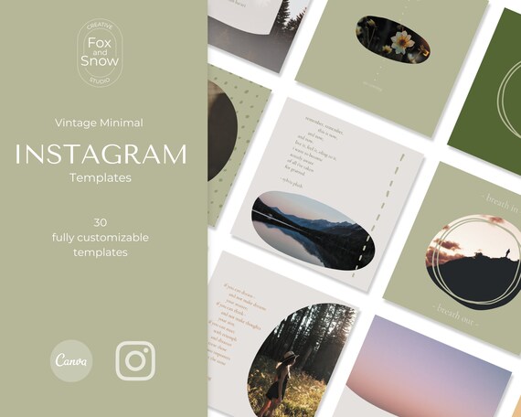 Instagram Post Templates Minimal Vintage Canva Templates - Etsy