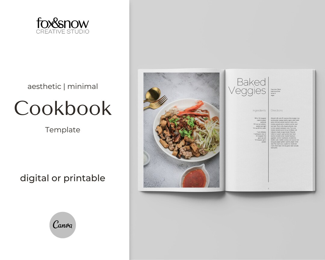 Minimal Cookbook Recipe Template for Canva | Modern Aesthetic Recipe ...