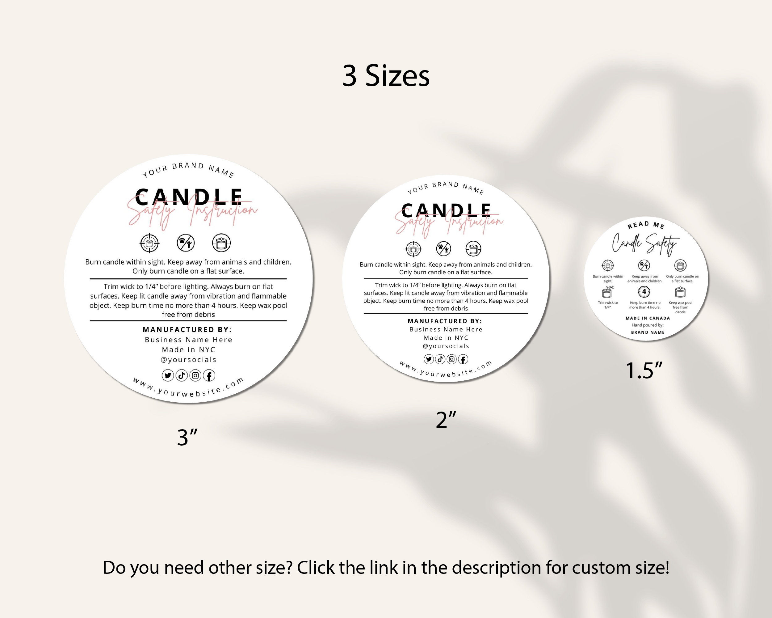 Printable Candle Warning Sticker, Wax Melt Warning Labels, DIY Candle ...