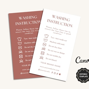 Washing Instruction Card Template, DIY Wash Care for HVT T-shirts ...