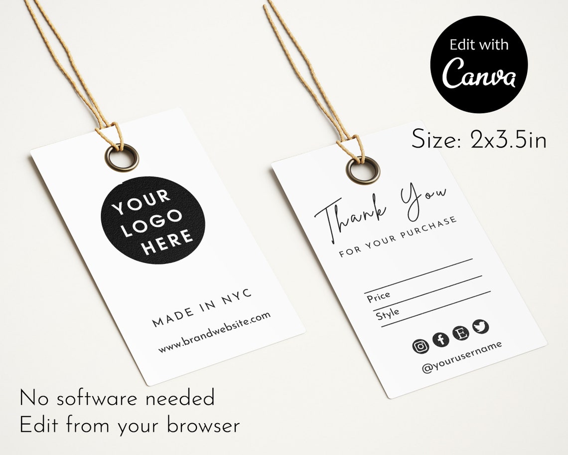 Price Tag Template for Clothing Boutique Hang Tag Label - Etsy