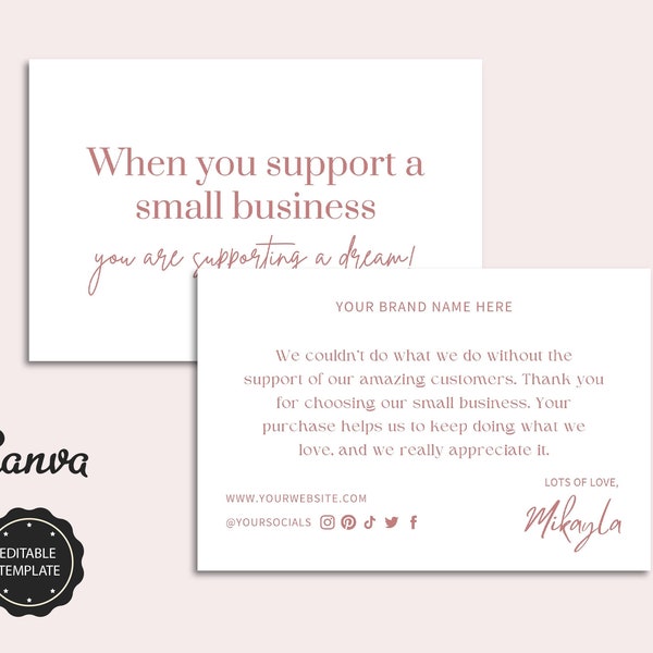 Two Sided Thank You Card - Etsy