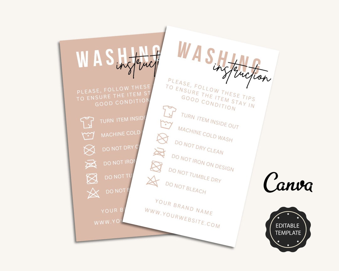 Washing Instruction Card Template, DIY Wash Care for HVT T-shirts ...