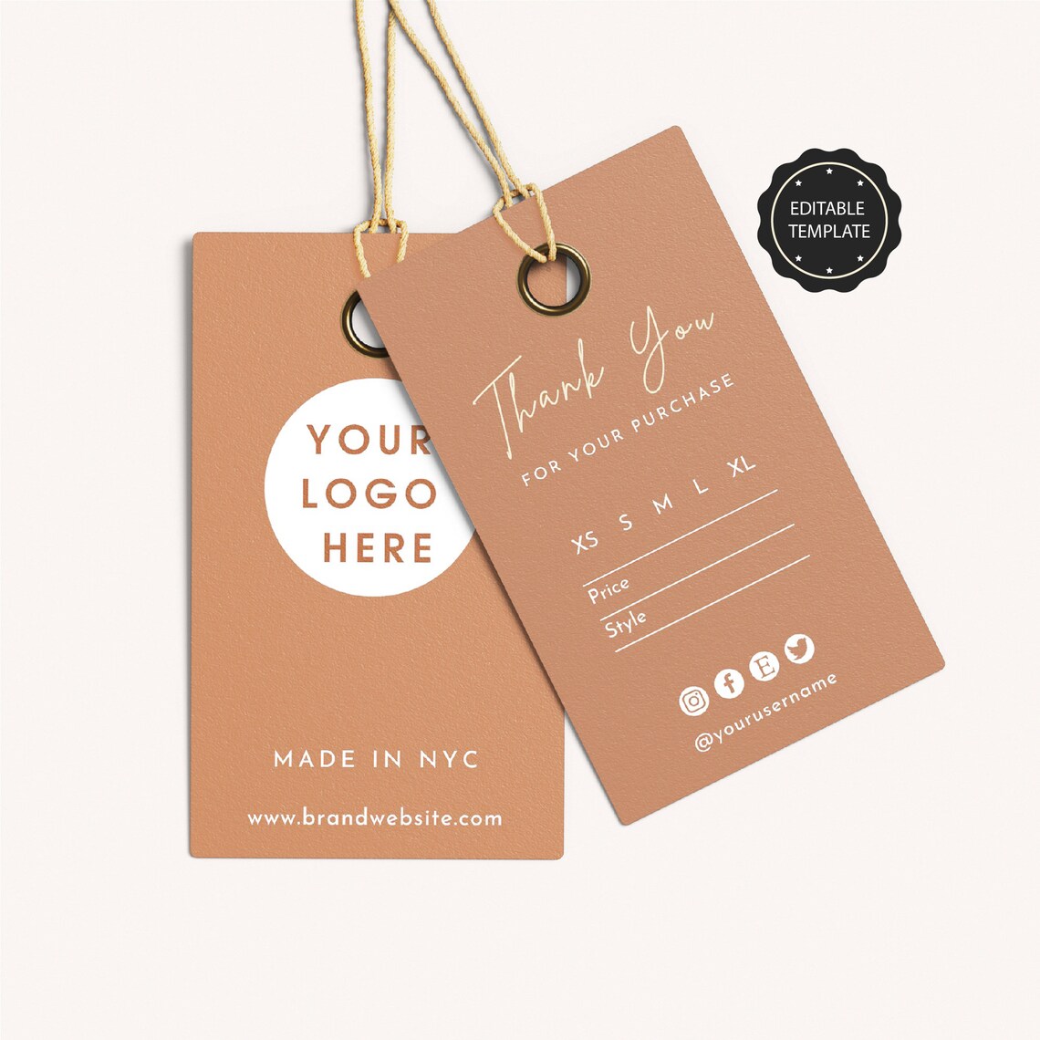 Price Tag Template for Clothing, Boutique Hang Tag Label, Editable ...