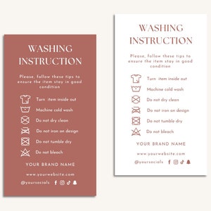 Washing Instruction Card Template, DIY Wash Care for HVT T-shirts ...