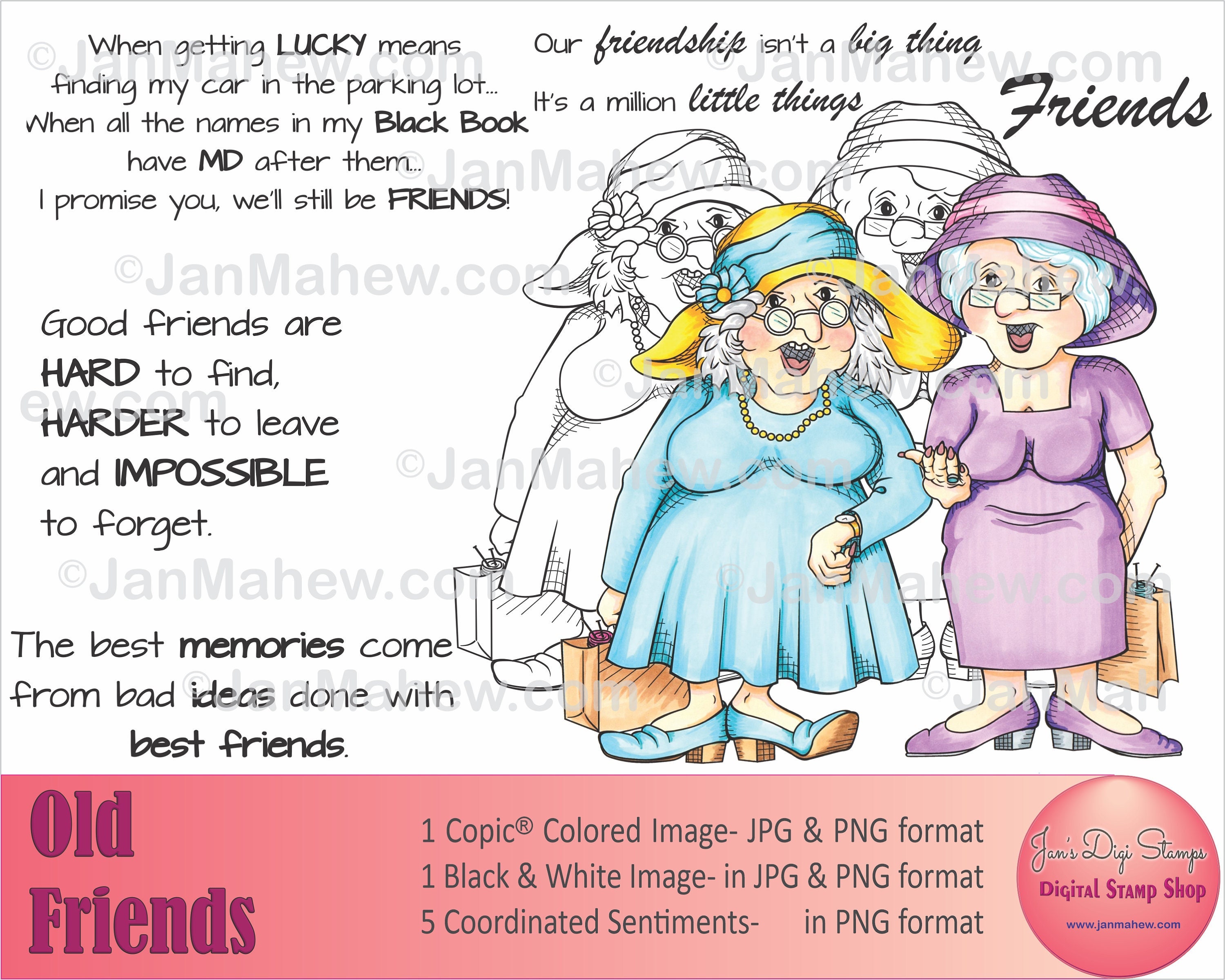 Old Friends Digital Stamp Set Instant Digital Download - Etsy