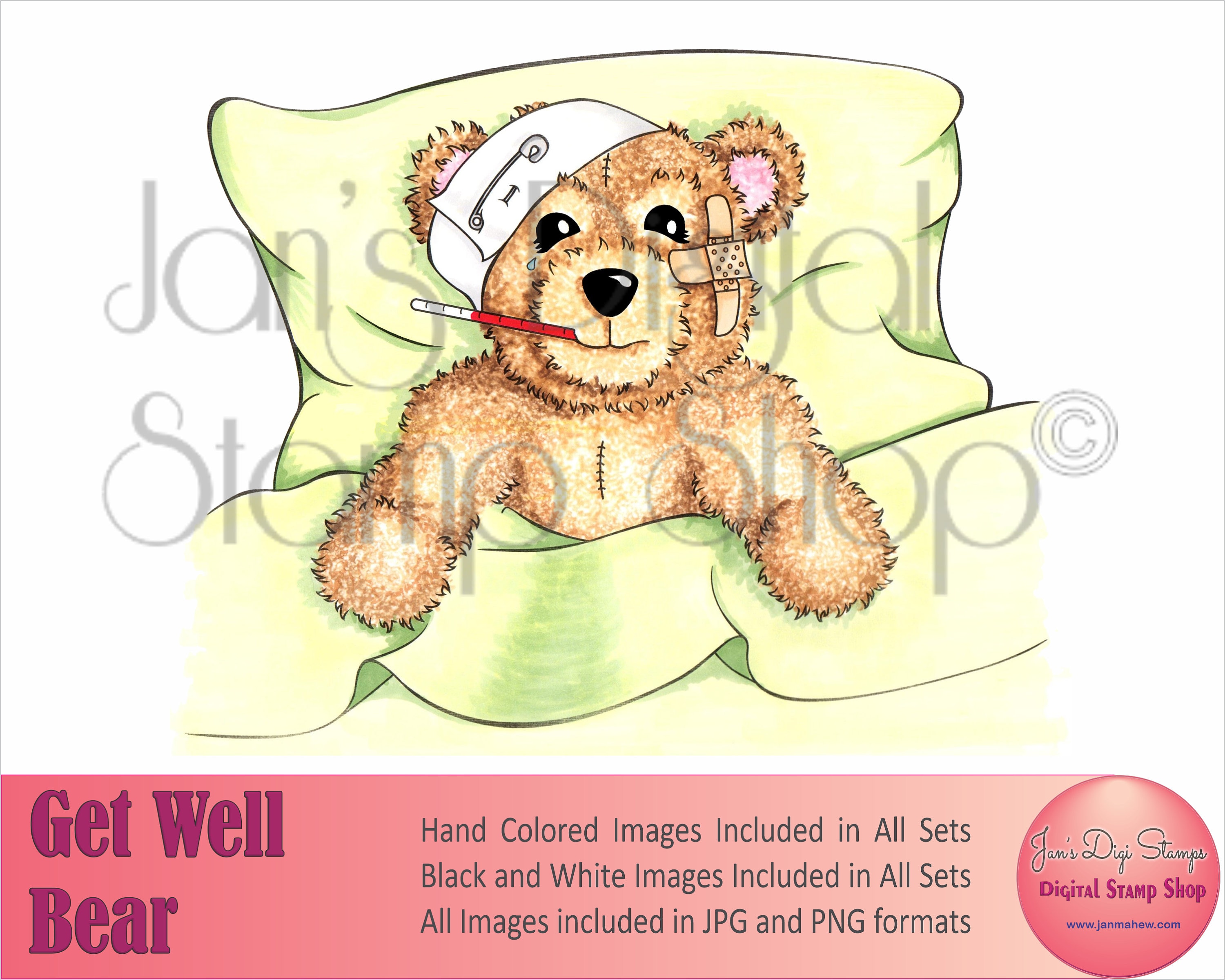 Get Well Bear Digital Stamp Set Instant Digital Download - Etsy