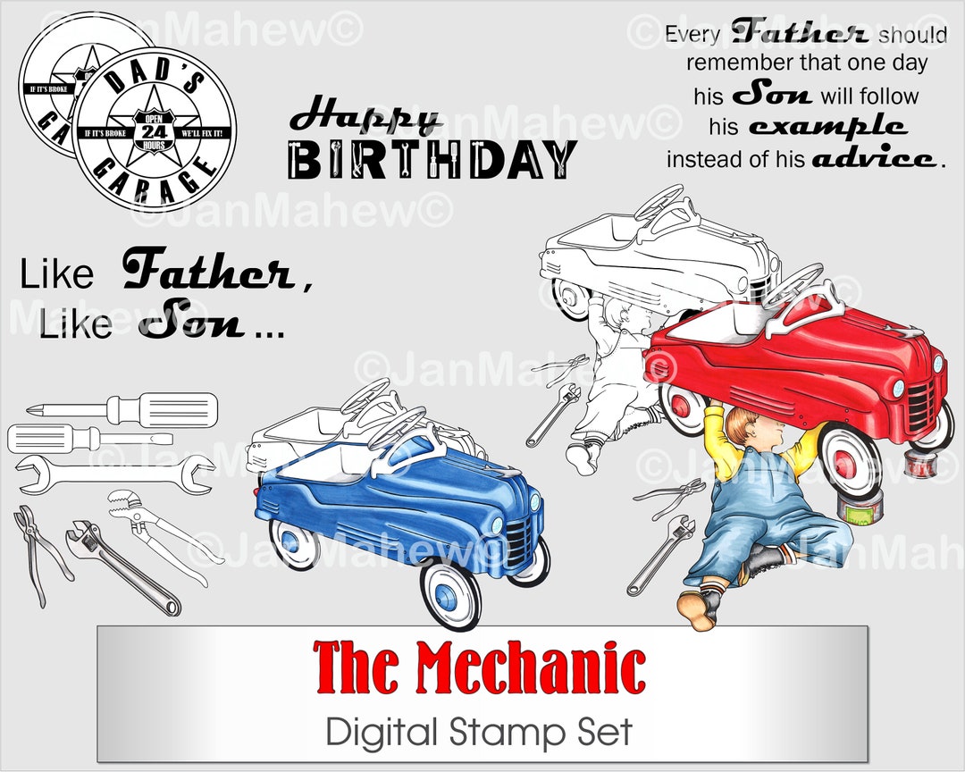 The Mechanic Digital Stamp Set Instant Digital Download - Etsy