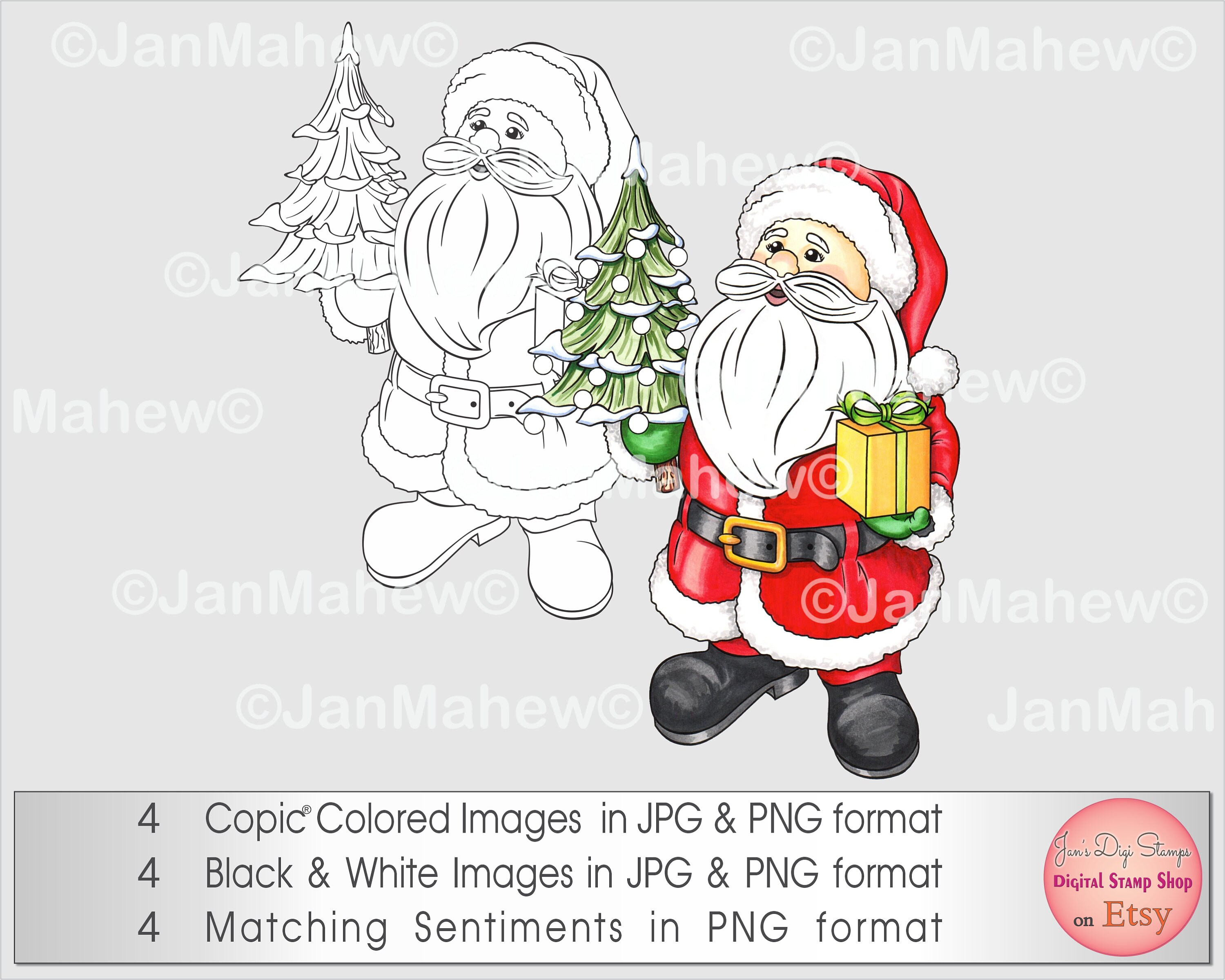 Santa's Gift Digital Stamp Set Instant Digital Download - Etsy