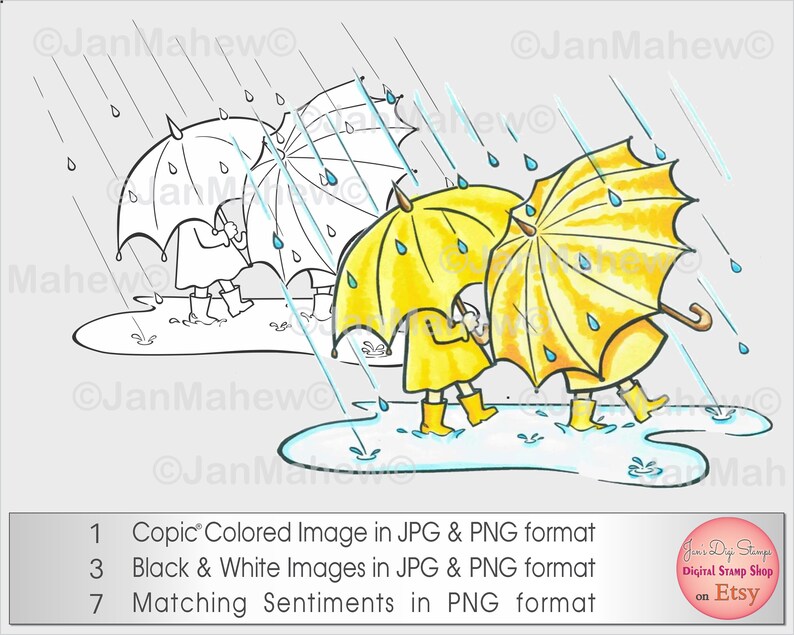 April Showers Digital Stamp Set Instant Digital Download - Etsy