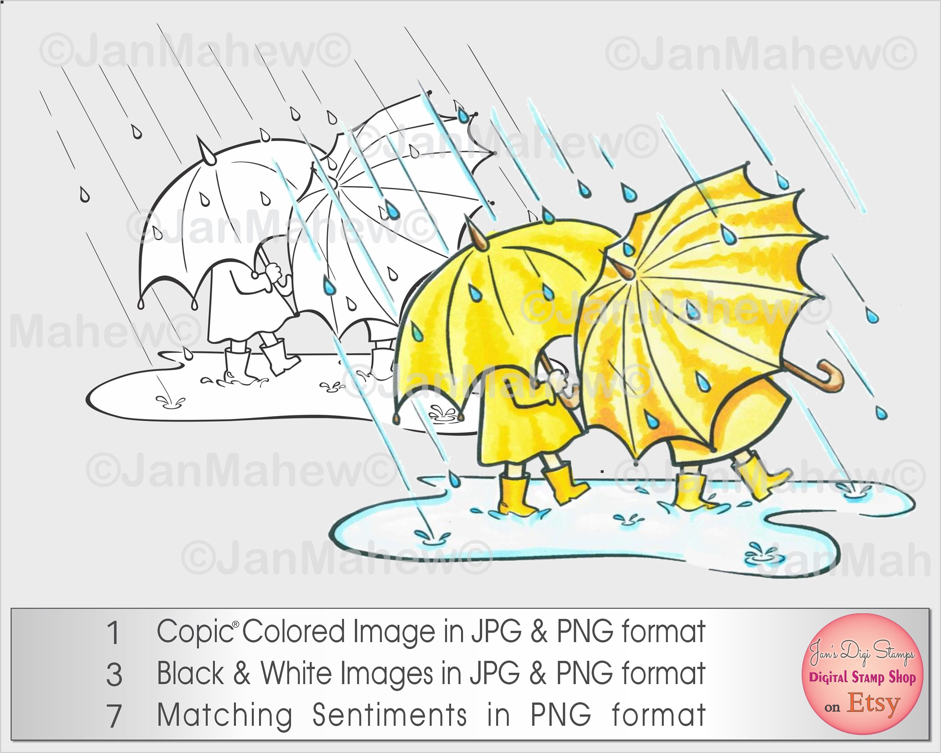 April Showers Digital Stamp Set Instant Digital Download - Etsy