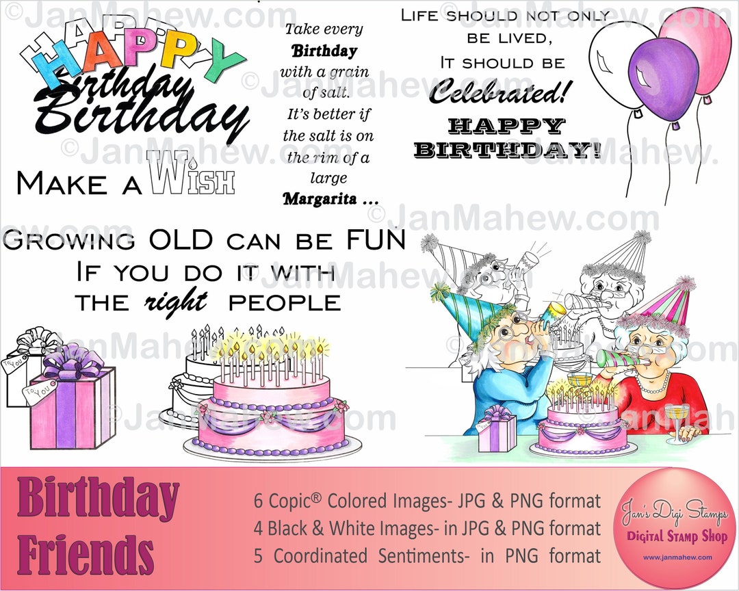 Birthday Friends Digital Stamp Set Instant Digital Download - Etsy