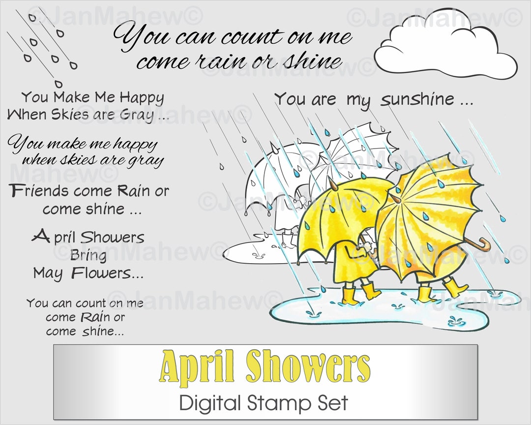 April Showers Digital Stamp Set Instant Digital Download - Etsy
