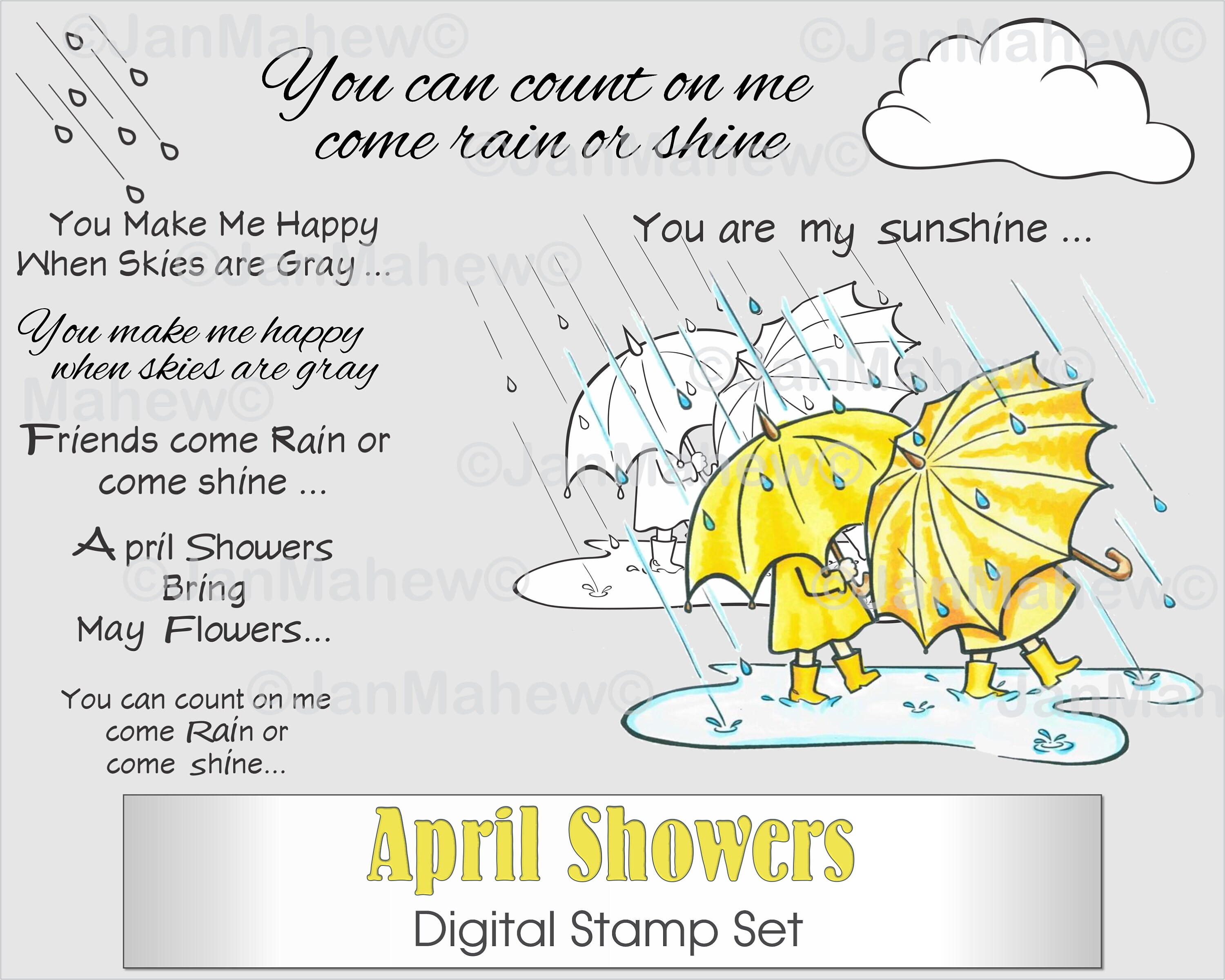 April Showers Digital Stamp Set Instant Digital Download - Etsy