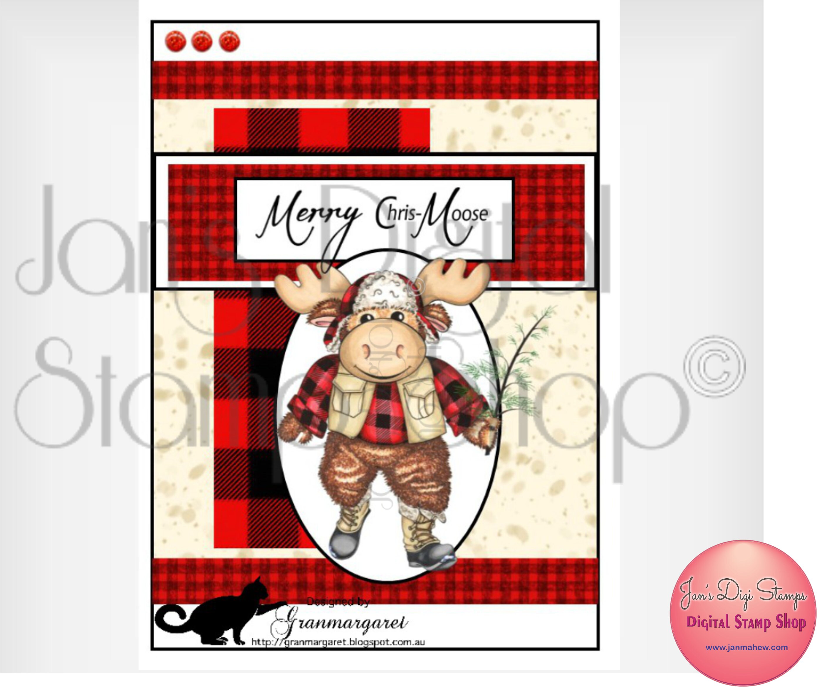 Merry Chris-Moose Digital Stamp Set Instant Digital Download | Etsy