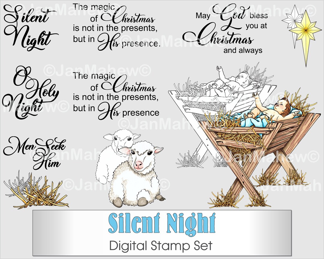 Silent Night Digital Stamp Set Instant Digital Download - Etsy