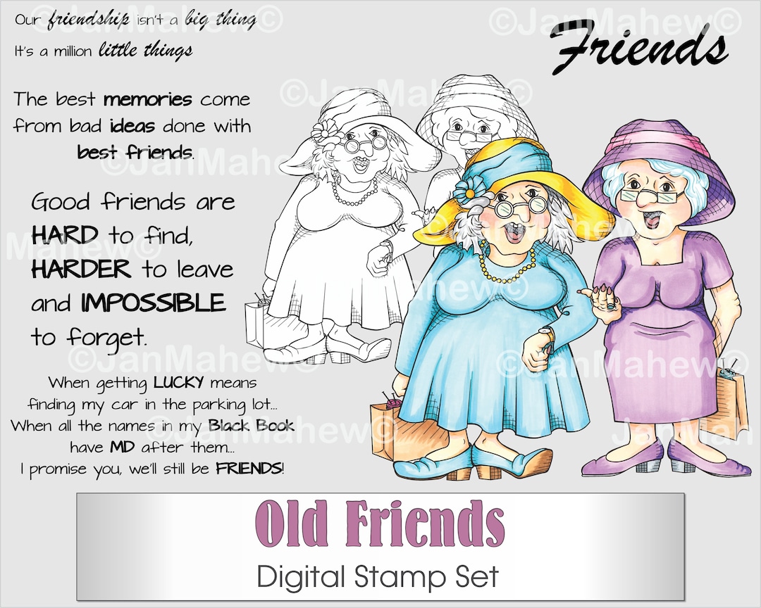 Old Friends Digital Stamp Set Instant Digital Download - Etsy