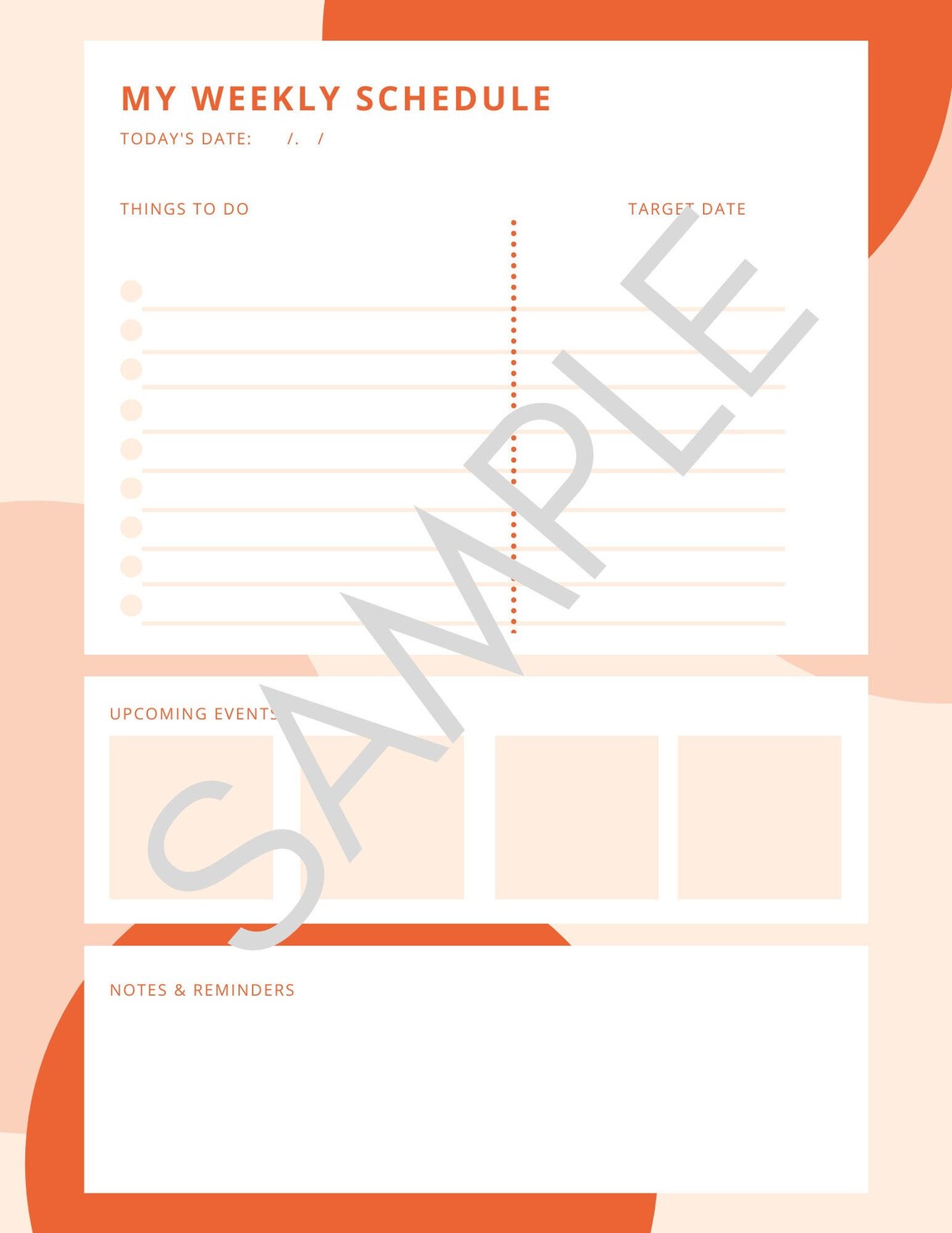 Weekly Planning Sheet - Todo List, Upcoming Events, & Notes - Etsy