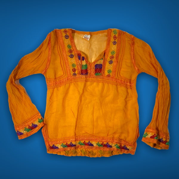 Orange Embroidered Tunic - Etsy