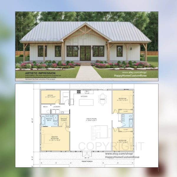 Harvest Farmstead Modern House Open Plan Design 60 X 30 3 Bed 2.5 Bath ...