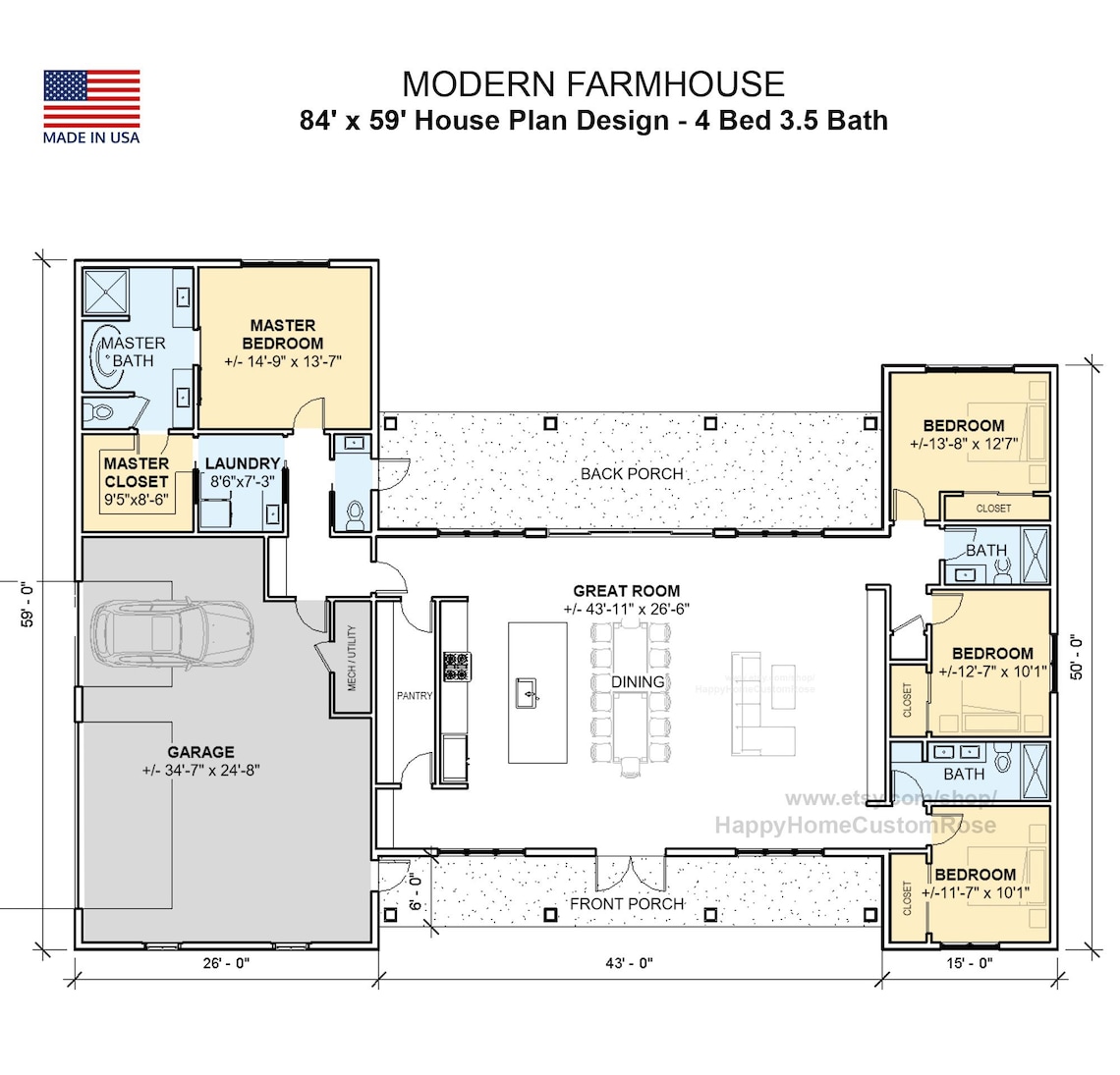 Mighty Maple Barndominium Modern House Open Plan Design 84 X 59 - 4 Bed ...