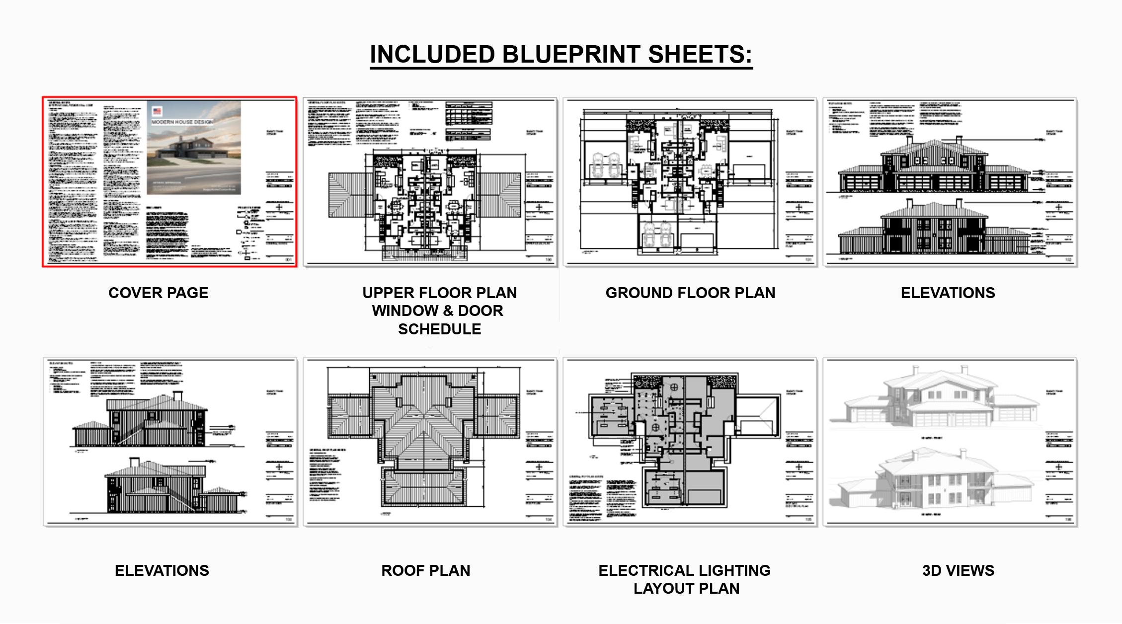 Hip Roof Fourplex Investment Rental Plan - 8 Bed 8 Bath - Modern ...