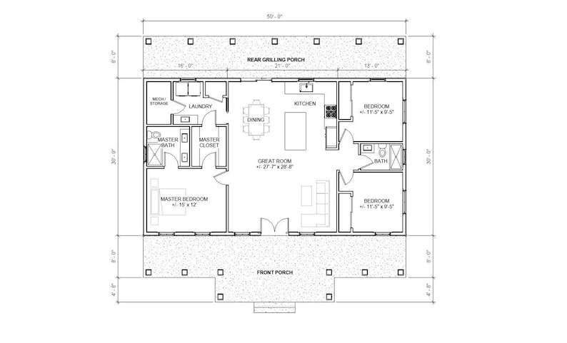 Oak Springs Custom House Design - Modern Farmhouse 3 Bed/2 Bath 1500 ...