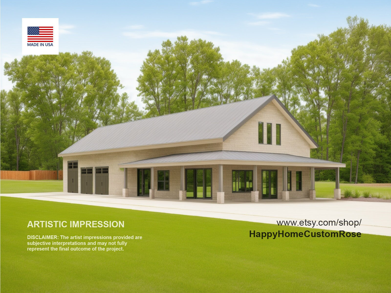 Modern Barndominium House Plan – Brentwood Barn, 4 Bed (PDF) - Etsy Canada