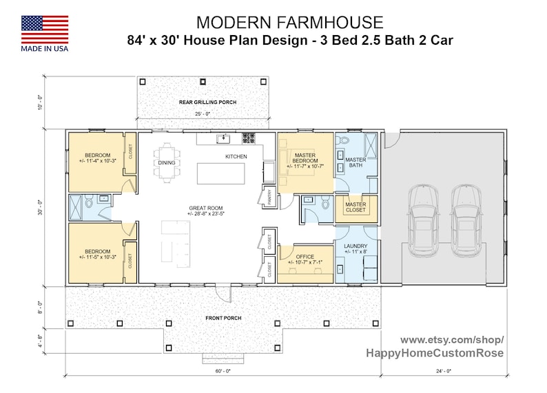 Harvest Farmstead Modern House Open Plan Design 84 X 30 - 3 Bed 2.5 ...