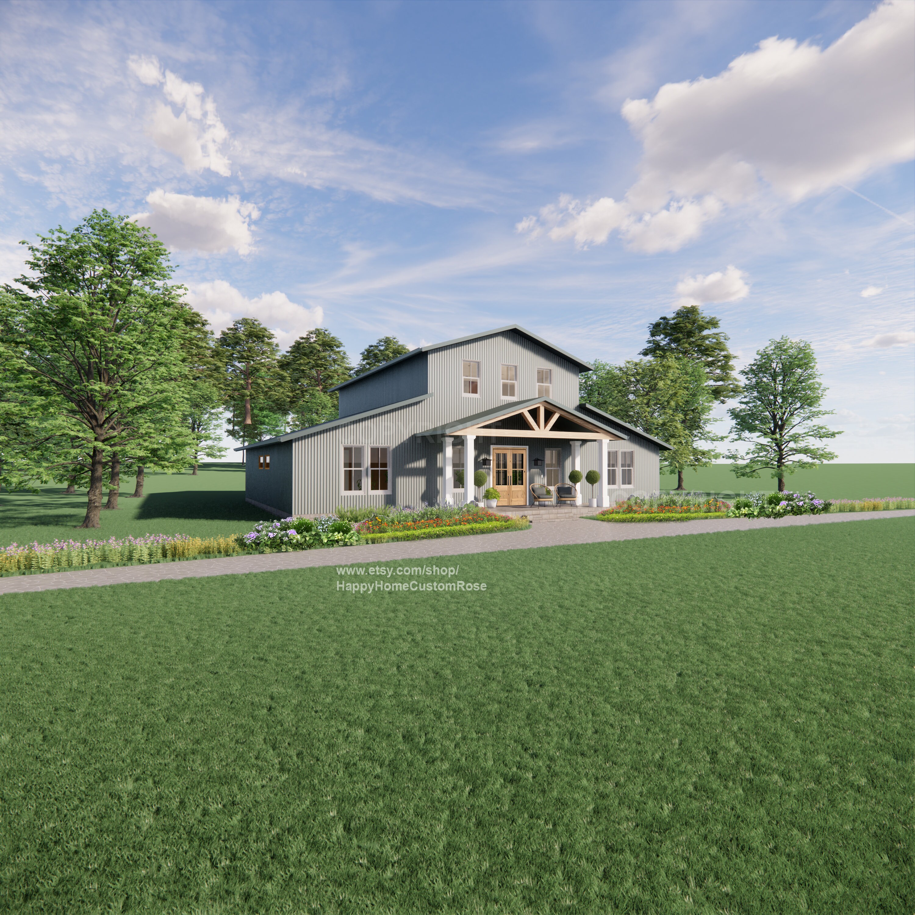 Hayloft Haven Two Story Monitor Style Barndrominium House Plans - Open ...