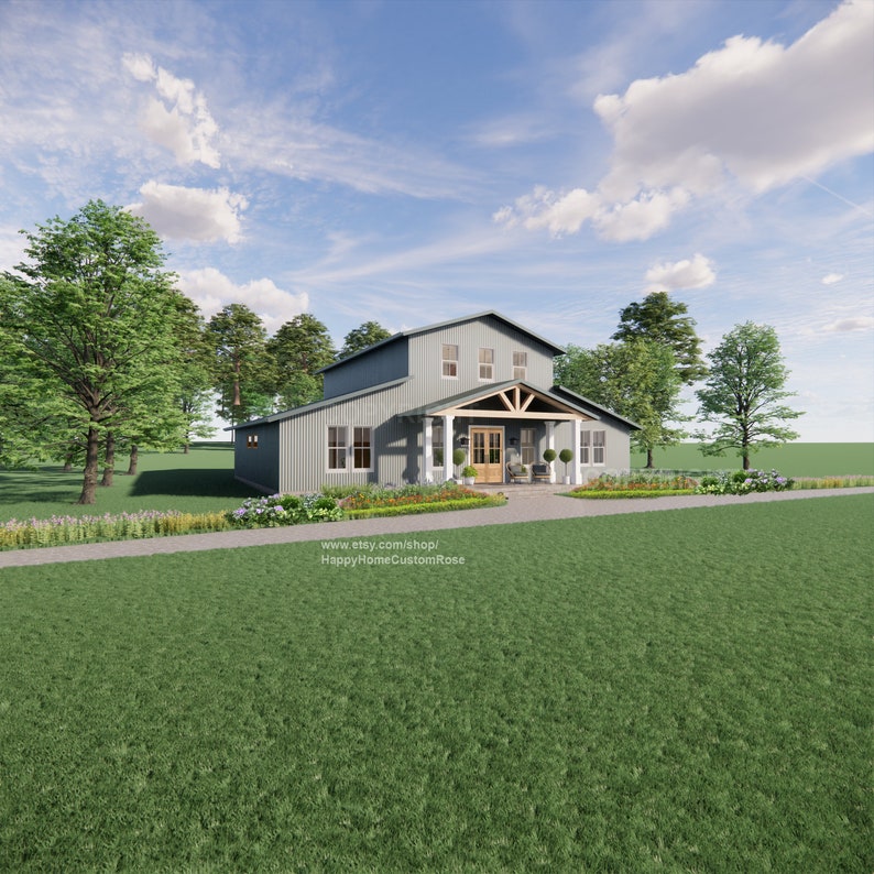 Hayloft Haven Two Story Monitor Style Barndominium House Plans - Open ...