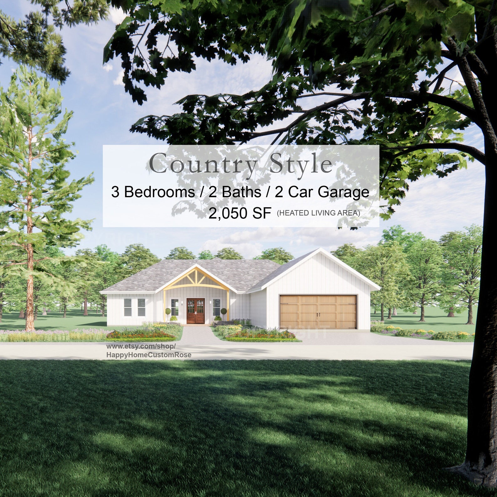 Riverside Farmhouse Modern House Open Plan Design 3 Bed 2.5 Bath 2 Car ...