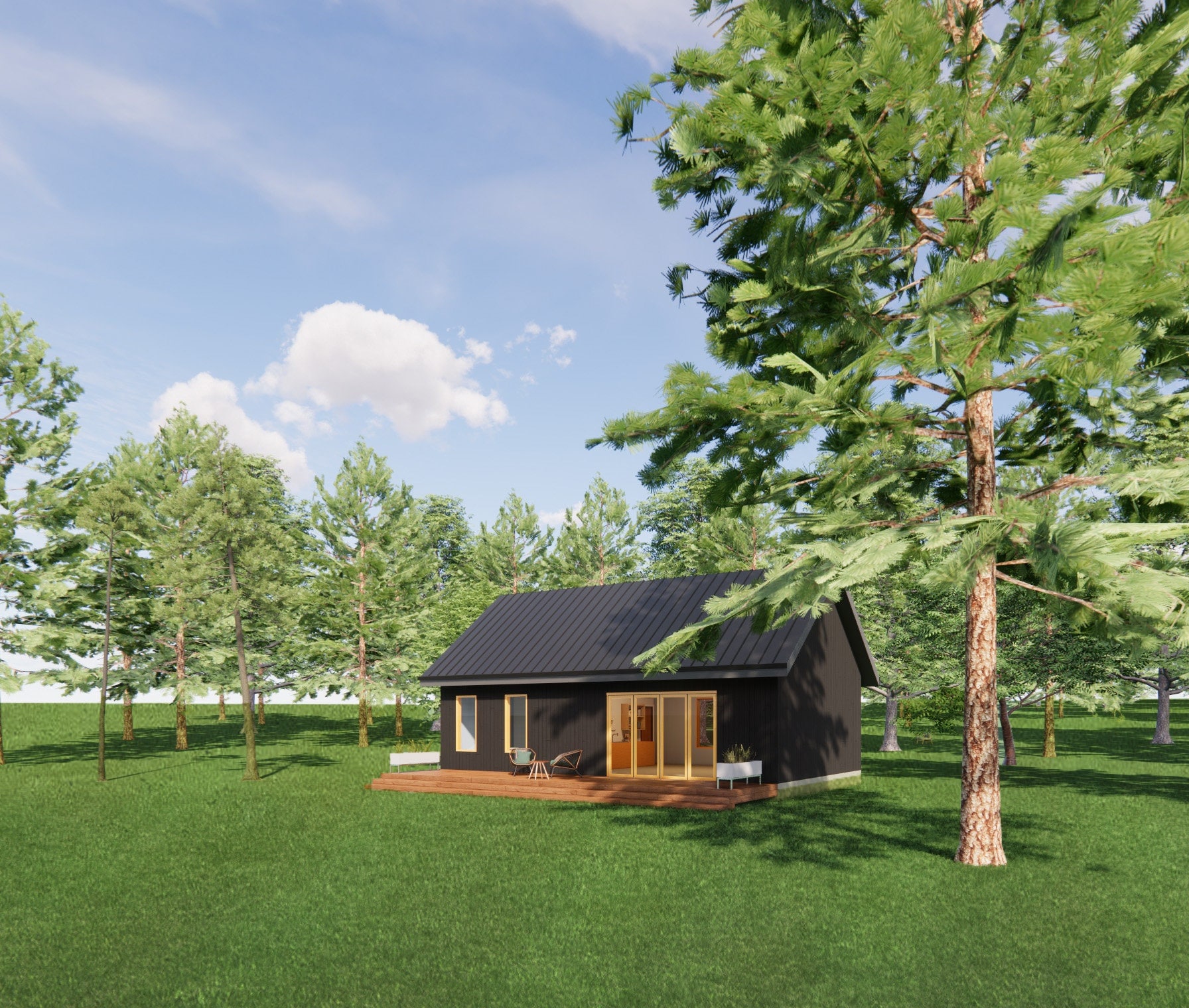 Modern ADU Design Minimal Scandavian Cabin 880 Square Feet - Etsy Canada